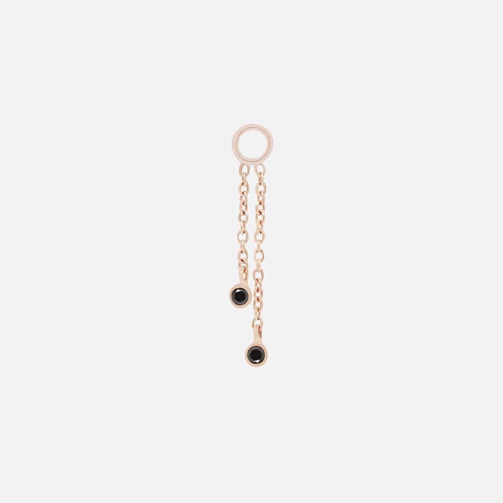 Gemmed Cascade 2 Charm - 14K ROSE - Black Diamond – Tether