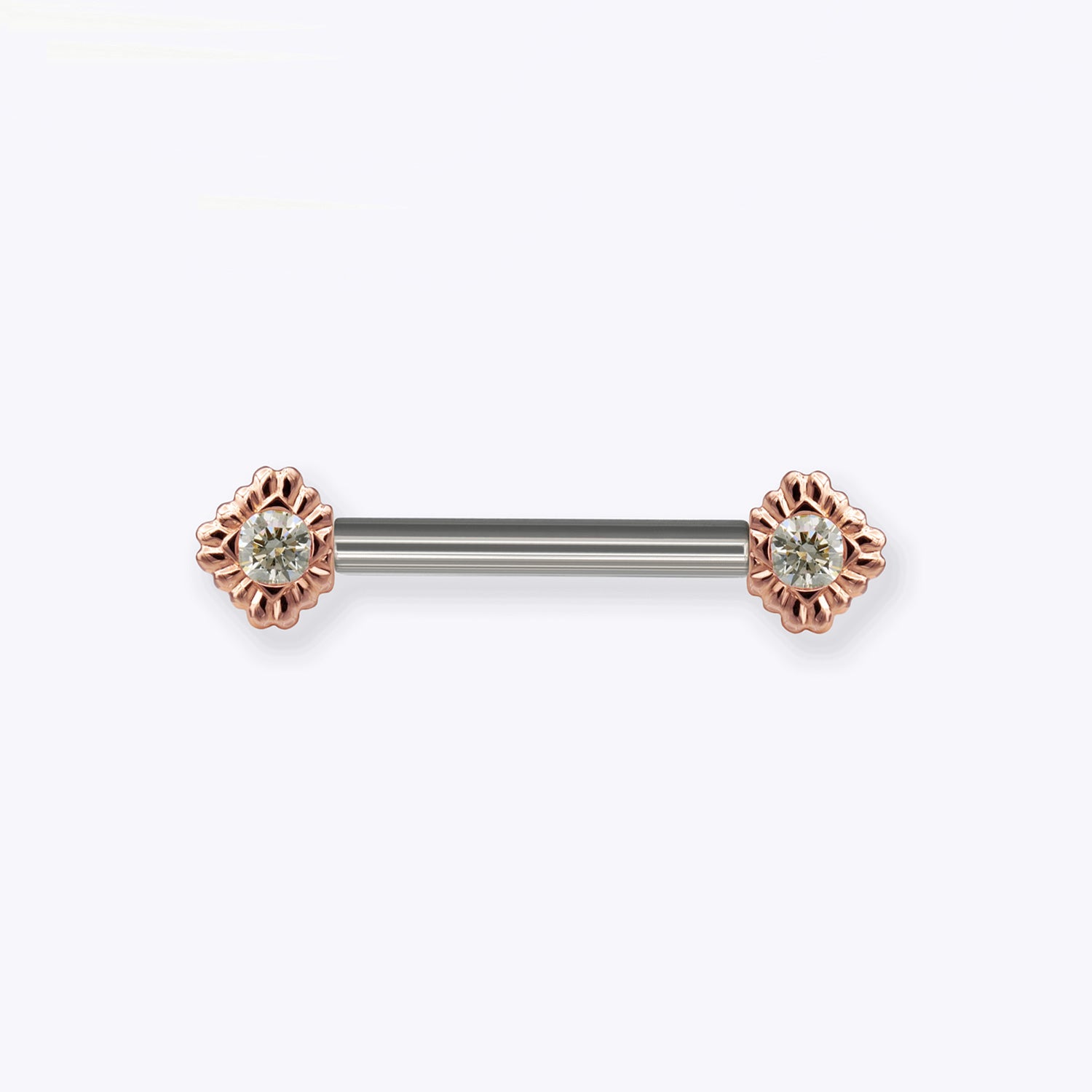 Omega 04 Side-set - 14K ROSE - Diamond Threadless Solid Gold Ends ...