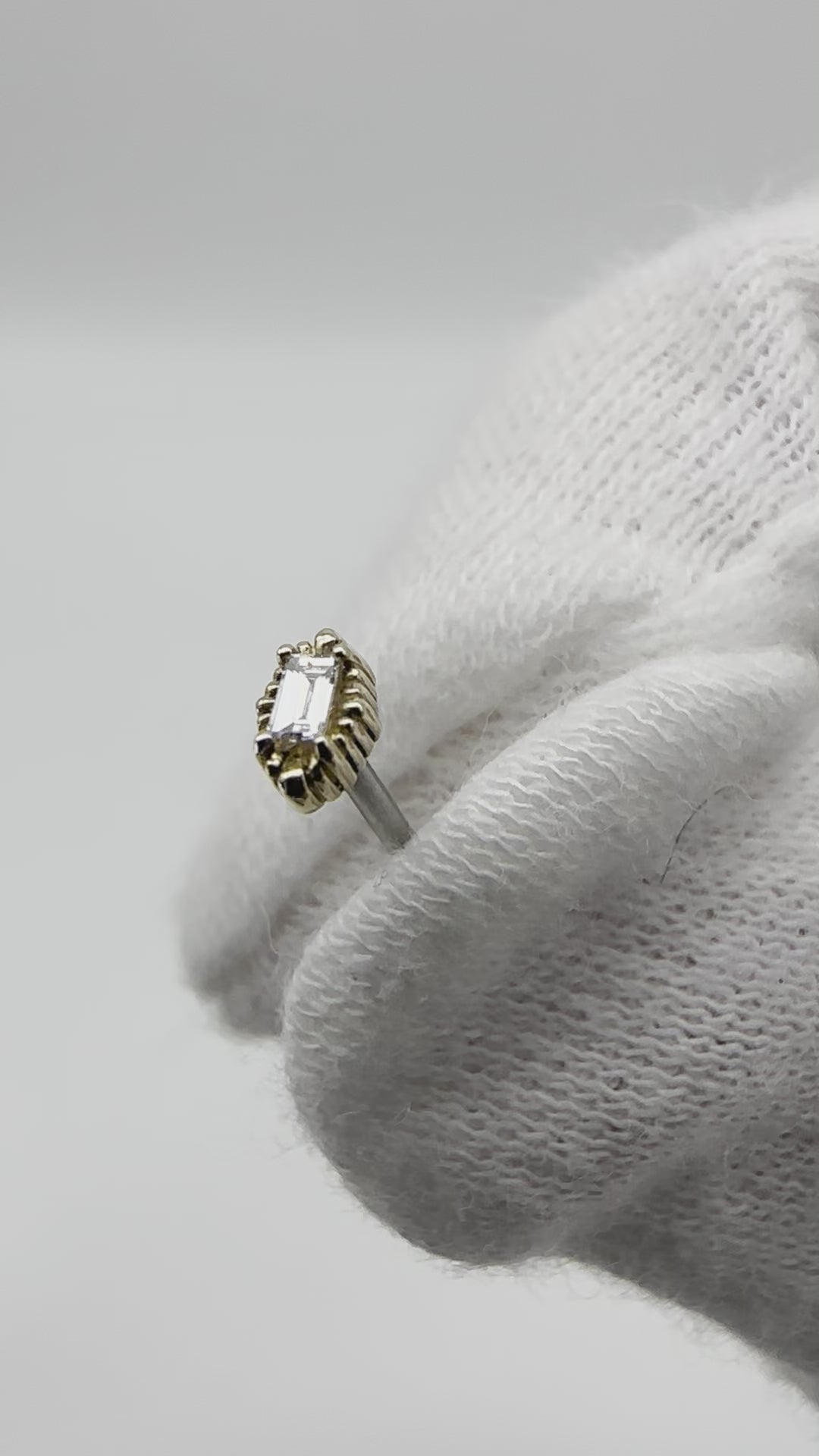 Melange Baguette - 14K YELLOW - Diamond Threadless Solid Gold Ends ...