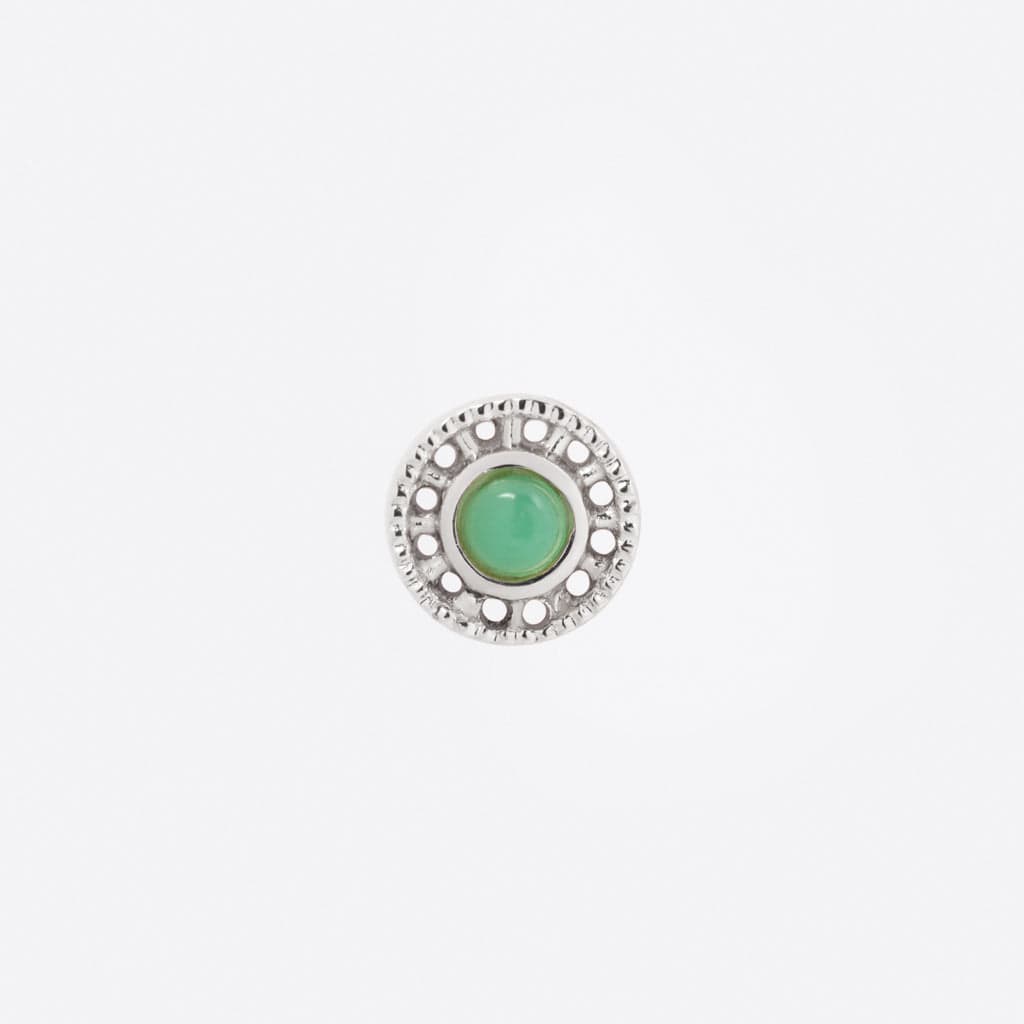 Omega 12 Chrysoprase Threadless Solid Gold Ends | Tether Jewelry