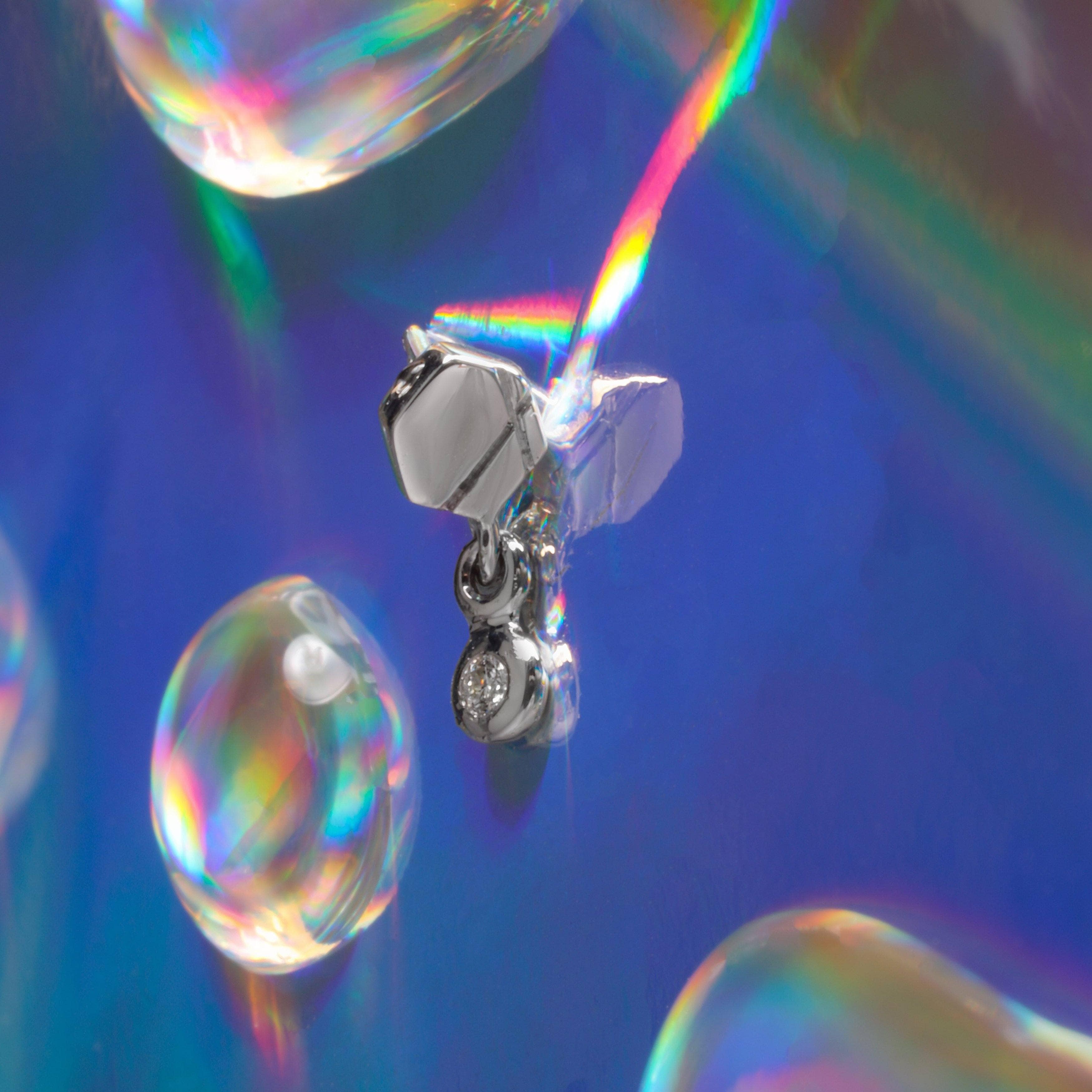 HEX DIAMOND DROP- 14K ROSE Threadless Solid Gold Ends | Tether Jewelry